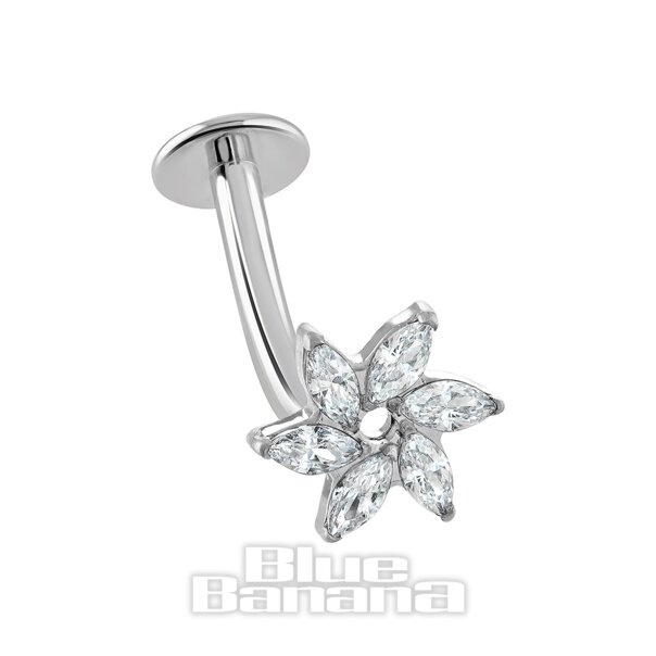 Blue Banana Polished Titanium 1.6X12Mm Threadless Floating Navel Bar (Crystal)| Body Piercing ...
