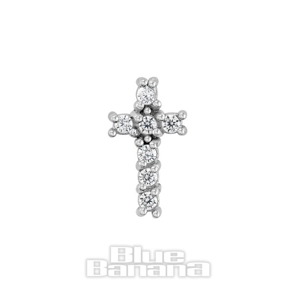 Blue Banana Surgical Steel Cross Threadless Top (Silver)| Body Piercing ...