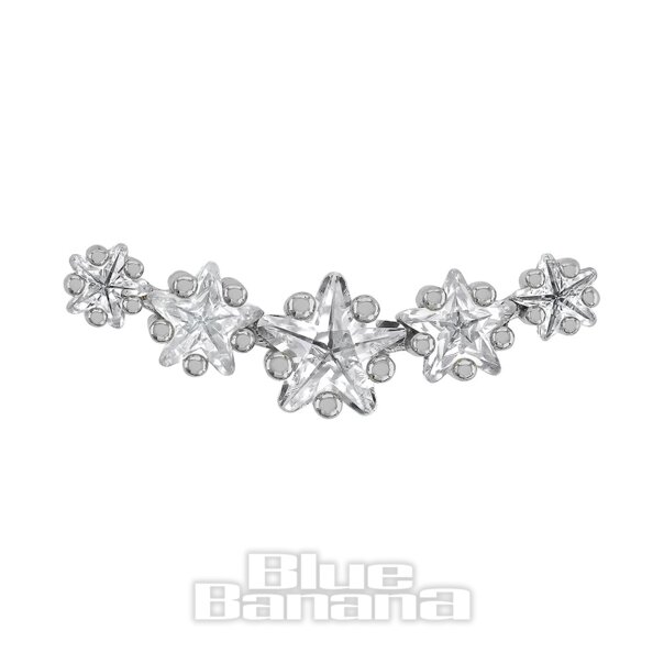 Blue Banana Polished Titanium 1.2 X 8Mm 5 Star Row Threadless Labret ...