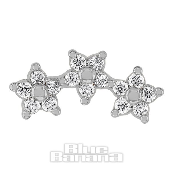 Blue Banana Polished Titanium 1.2 X 8mm 3 Star Row Threadless Labret ...