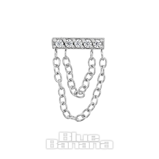 Blue Banana Surgical Steel Bar Chain Threadless Top (Silver)| Body ...