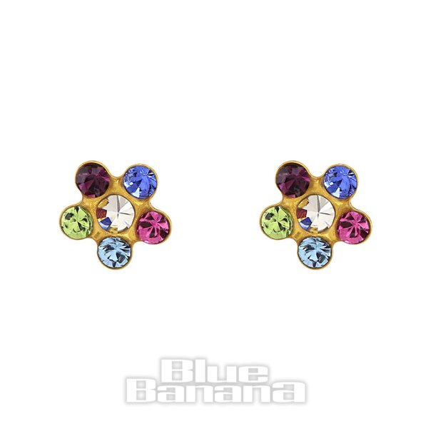 Studex Gold Plated Rainbow Daisy Earrings | Ear Piercing Studs