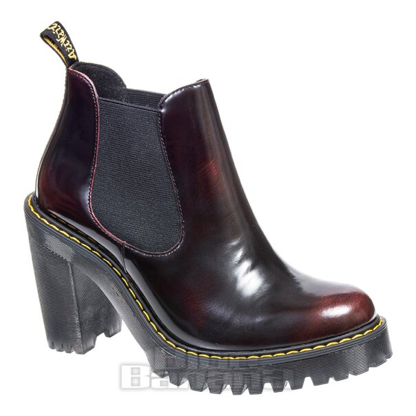 Dr Martens Cherry Red Hurston Boots, Womens High Heel Docs