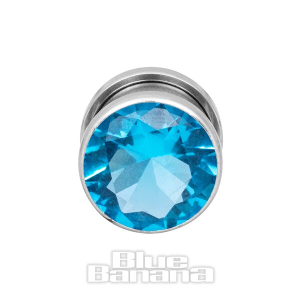 Blue Banana Steel Aqua Gem Plug, Piercing Body Jewellery