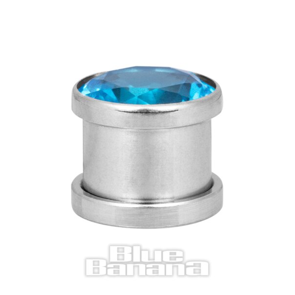 Blue Banana Steel Aqua Gem Plug, Piercing Body Jewellery