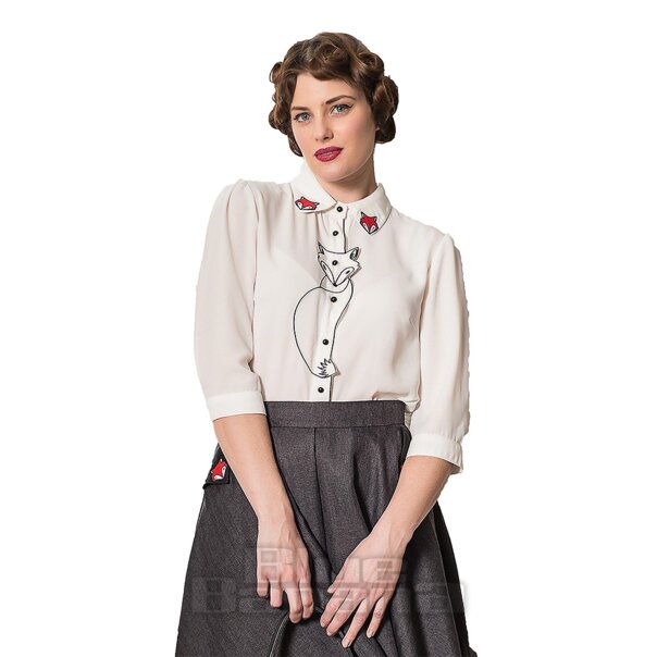 Banned Retro Foxy Blouse, Vintage 50s Chiffon Shirt