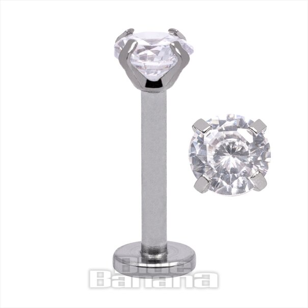 4mm Crystal Jewel Labret, Internally Threaded Jewellery
