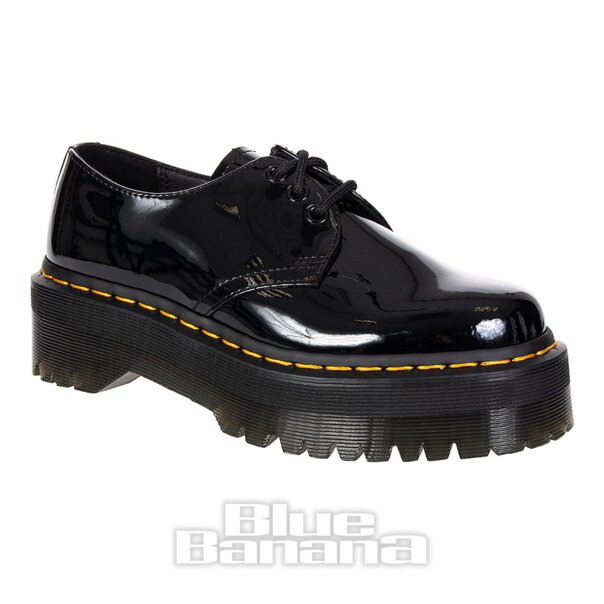 Dr Martens 1461 Quad Platform Shoes | Patent Black Dms