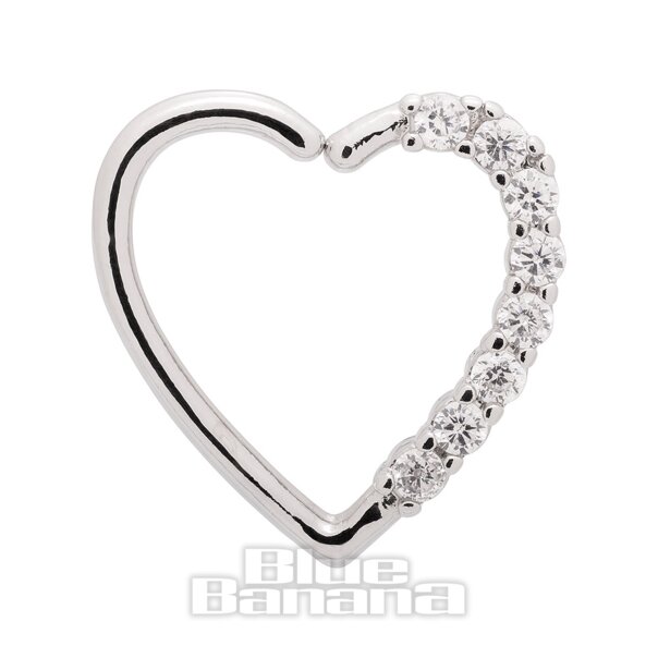 Silver Small Gems Tragus Heart | Cartilage Piercing Earring