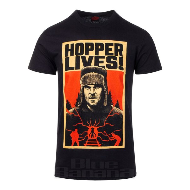 Official Stranger Things Hopper Lives T-Shirt (Black) | Official Band ...