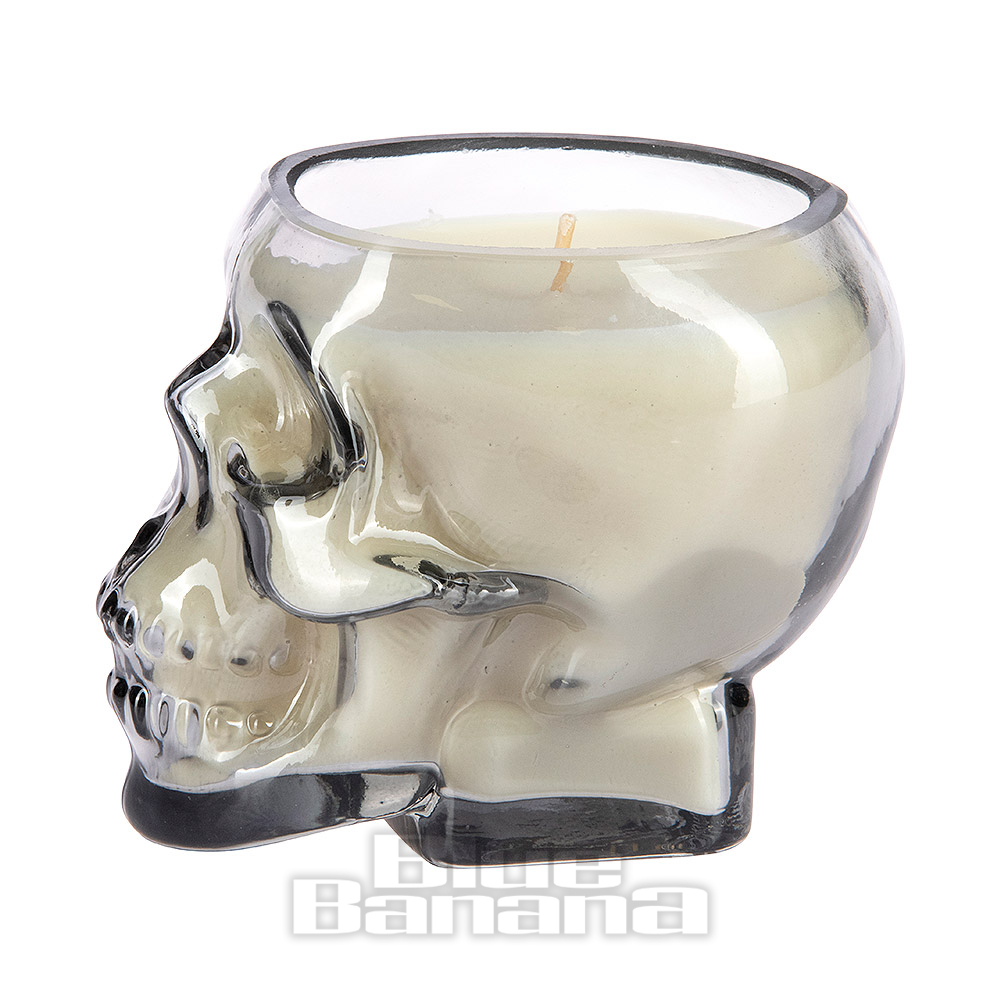 Blue Banana Haunted House Glass Skull Candle | Gothic Homeware