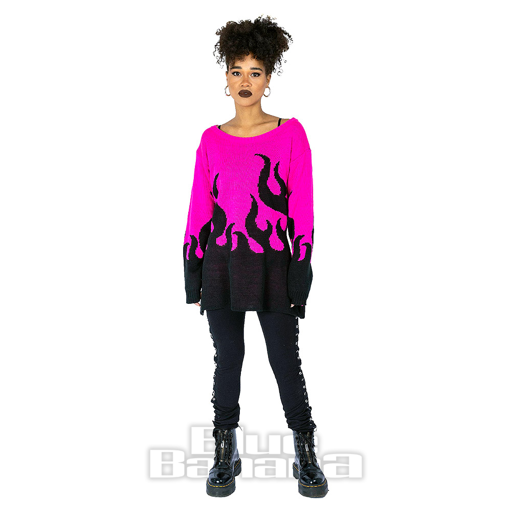 Heartless Pink Flame Thrower Jumper | Alternative Jumpers