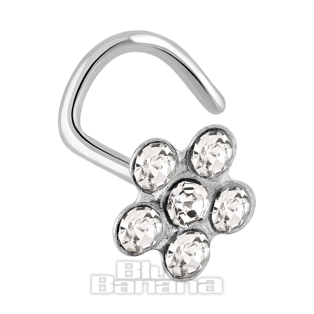 Crystal Flower Stainless Steel Nose Stud | Piercing
