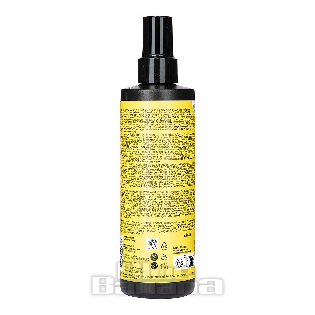 Crazy Color Anti Bleed Spray, Professional Hair Colour Protect