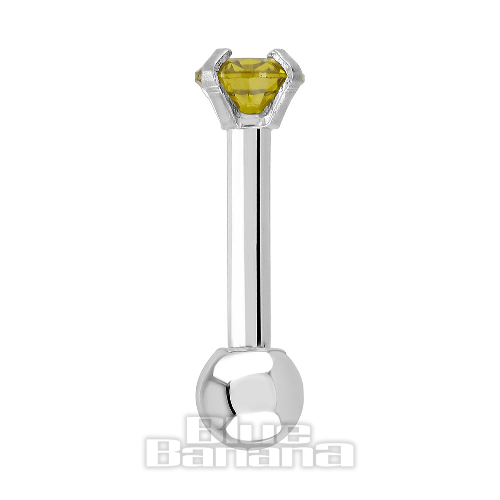 4mm Amber Jewel Tragus Bar, Cartilage Piercing Jewellery