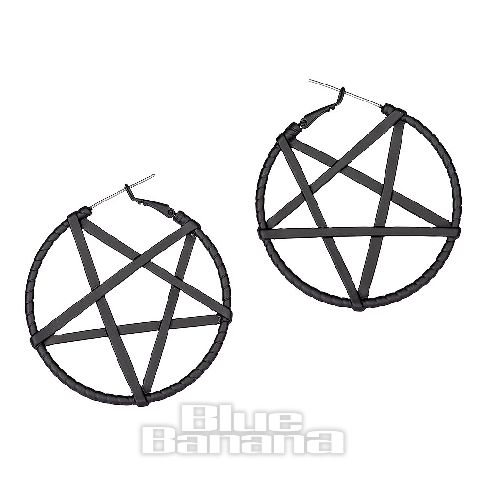 Blue Banana Pentagram Plug Hoops (Black) | Blue Banana