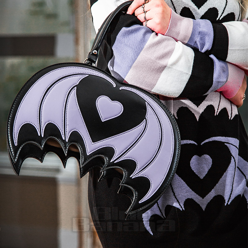 Banned Cosmo Bat Handbag (Black/Purple) | Blue Banana