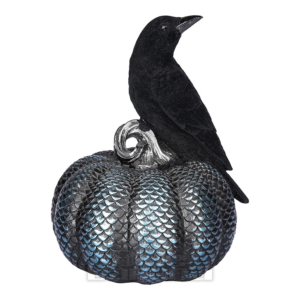 Blue Banana Iridescent Crow Pumpkin Ornament (24Cm) | Blue Banana