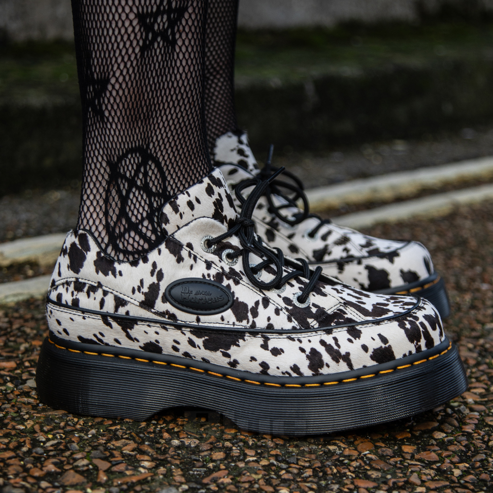 Dr Martens Buzz 5 Eye Dalmatian Shoe (Black & Cream) | Dr Martens Buzz ...