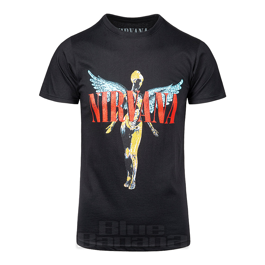 Official Nirvana Angelic T Shirt (Black) | Band Merchandise Blue Banana