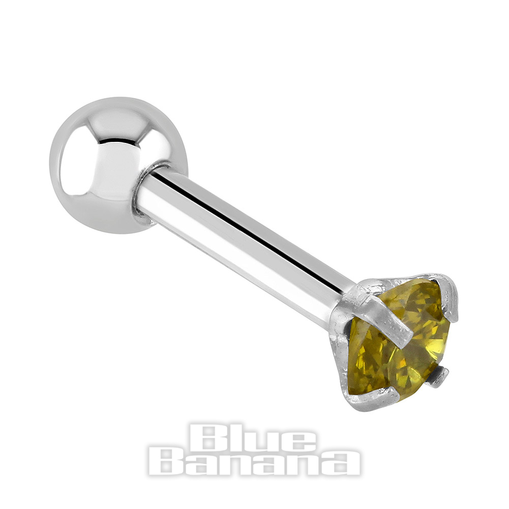 4mm Amber Jewel Tragus Bar, Cartilage Piercing Jewellery