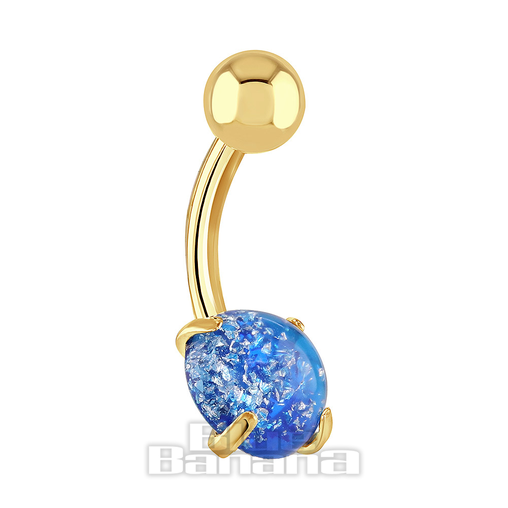 Opal Blue Navel Bar | Belly Bar Piercing Jewellery