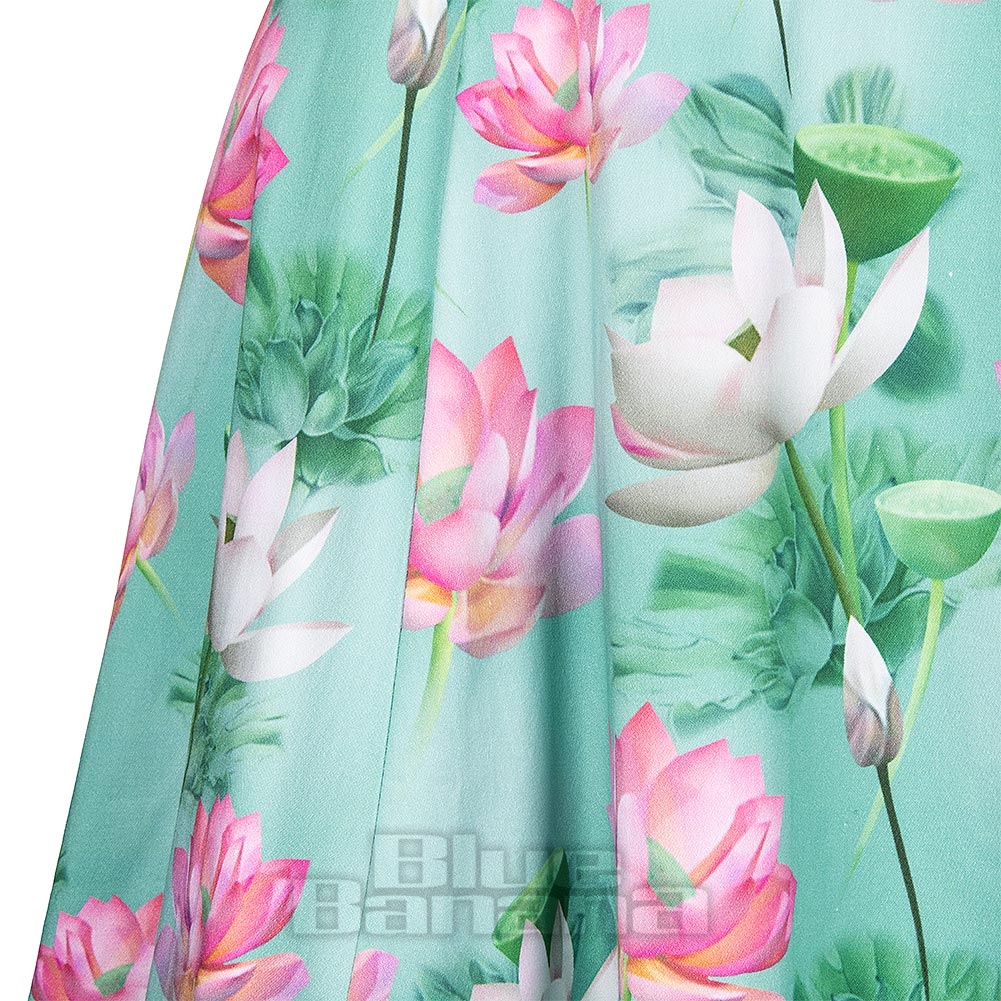 Bleeding Heart Lotus Swing Dress (Green) | Blue Banana