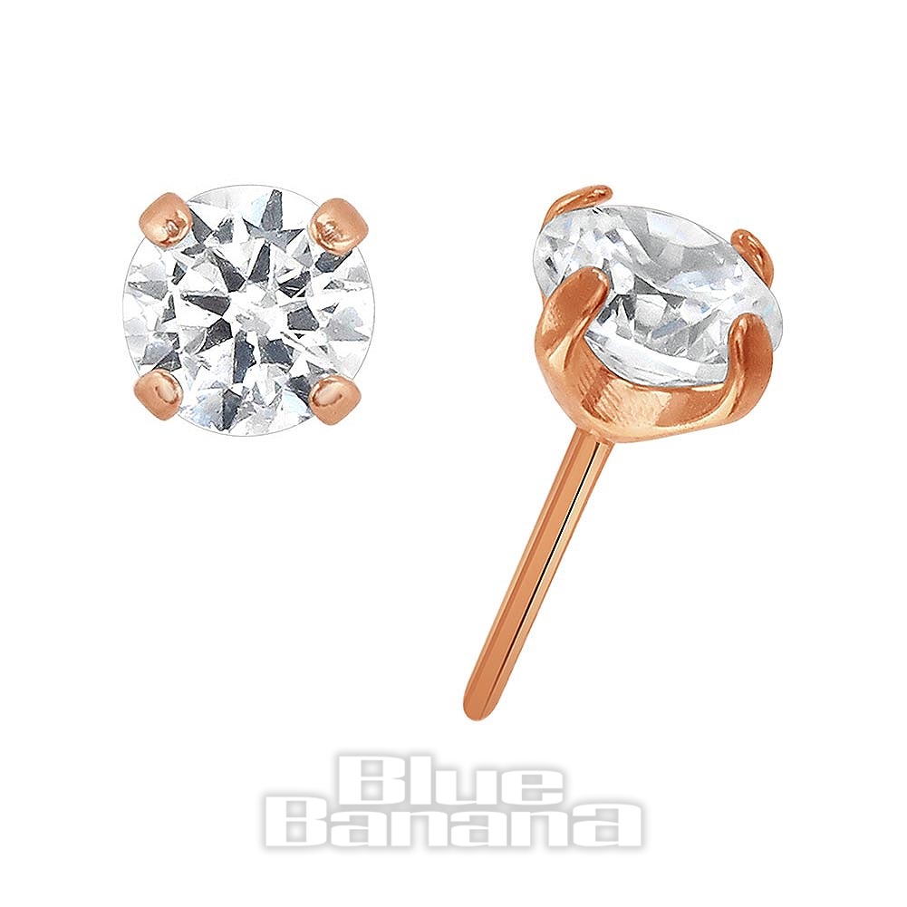 Rose Gold Claw Crystal Threadless Top | Piercing Jewellery