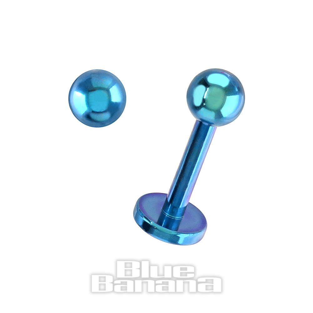 Coloured Titanium 1.2mm Turquoise Labret, Piercing Bar
