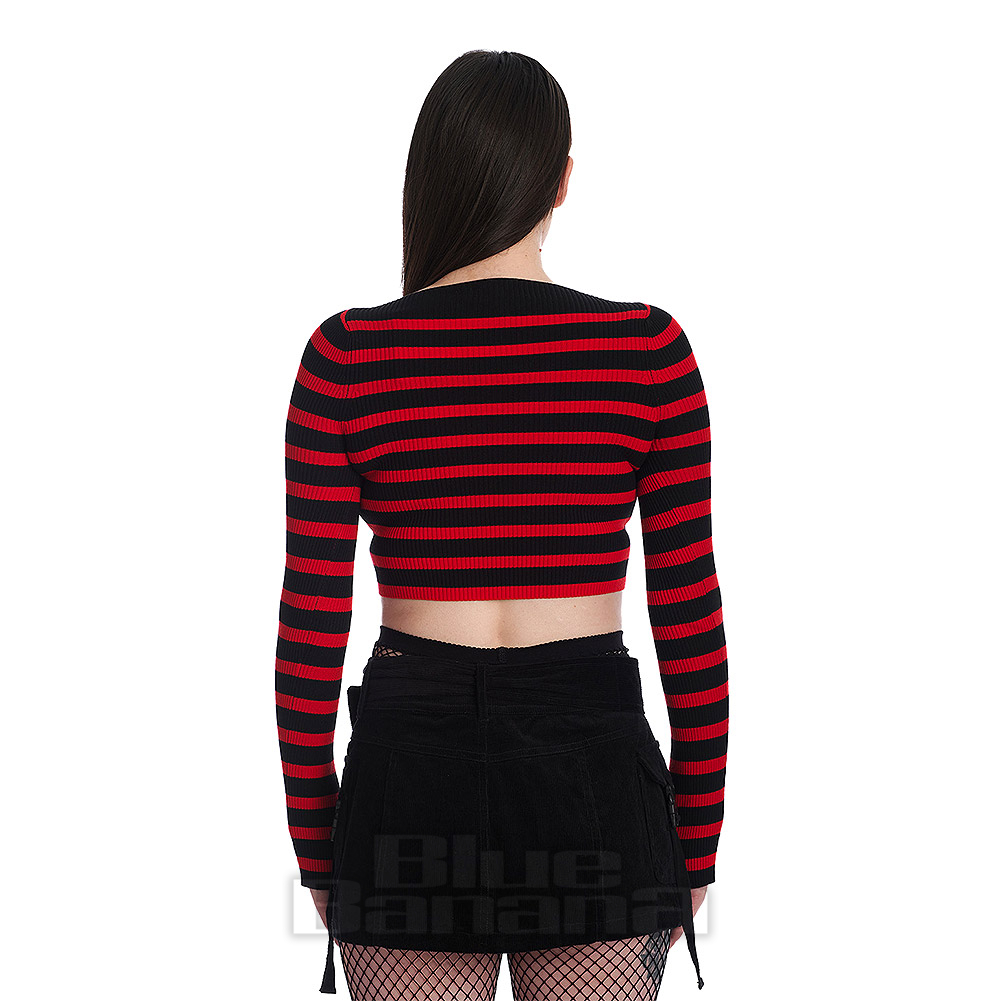 Banned Frances Red & Black Striped Jumper
