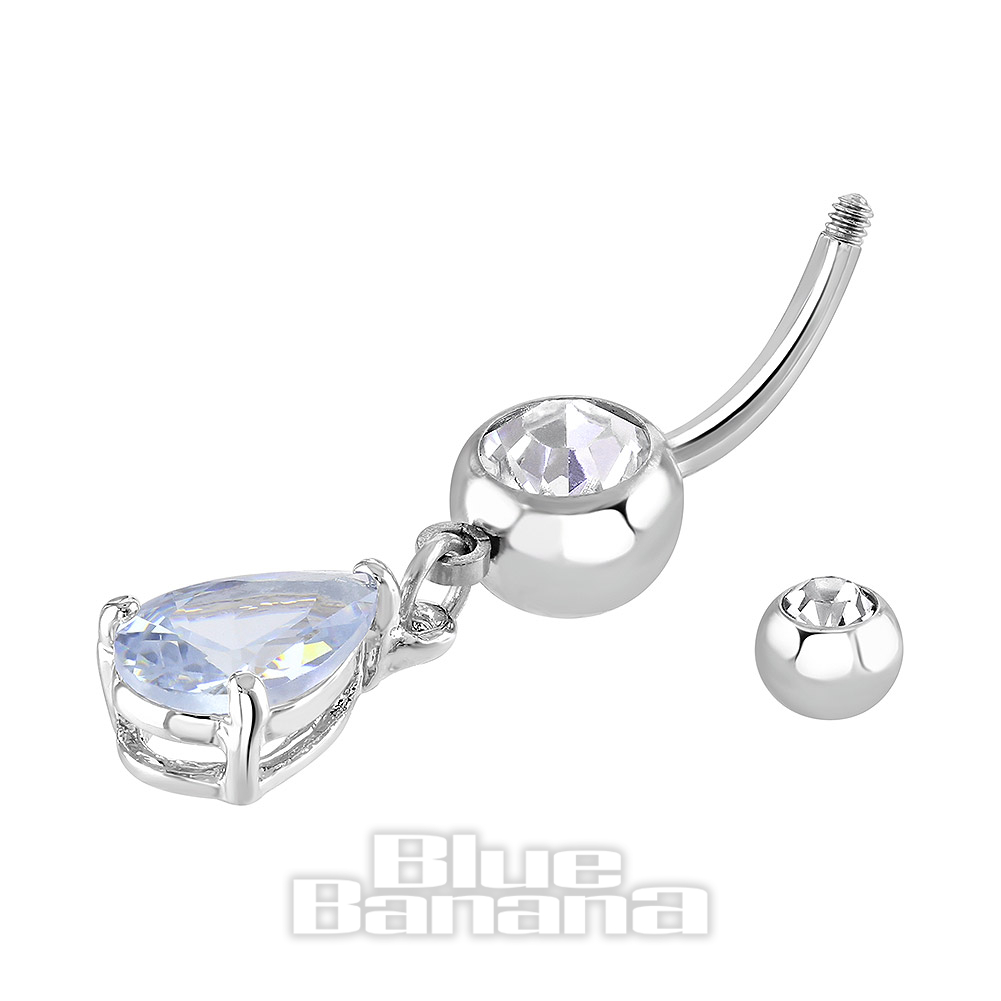 Drop Jewel Crystal Navel Bar | Belly Bar Piercing Jewellery