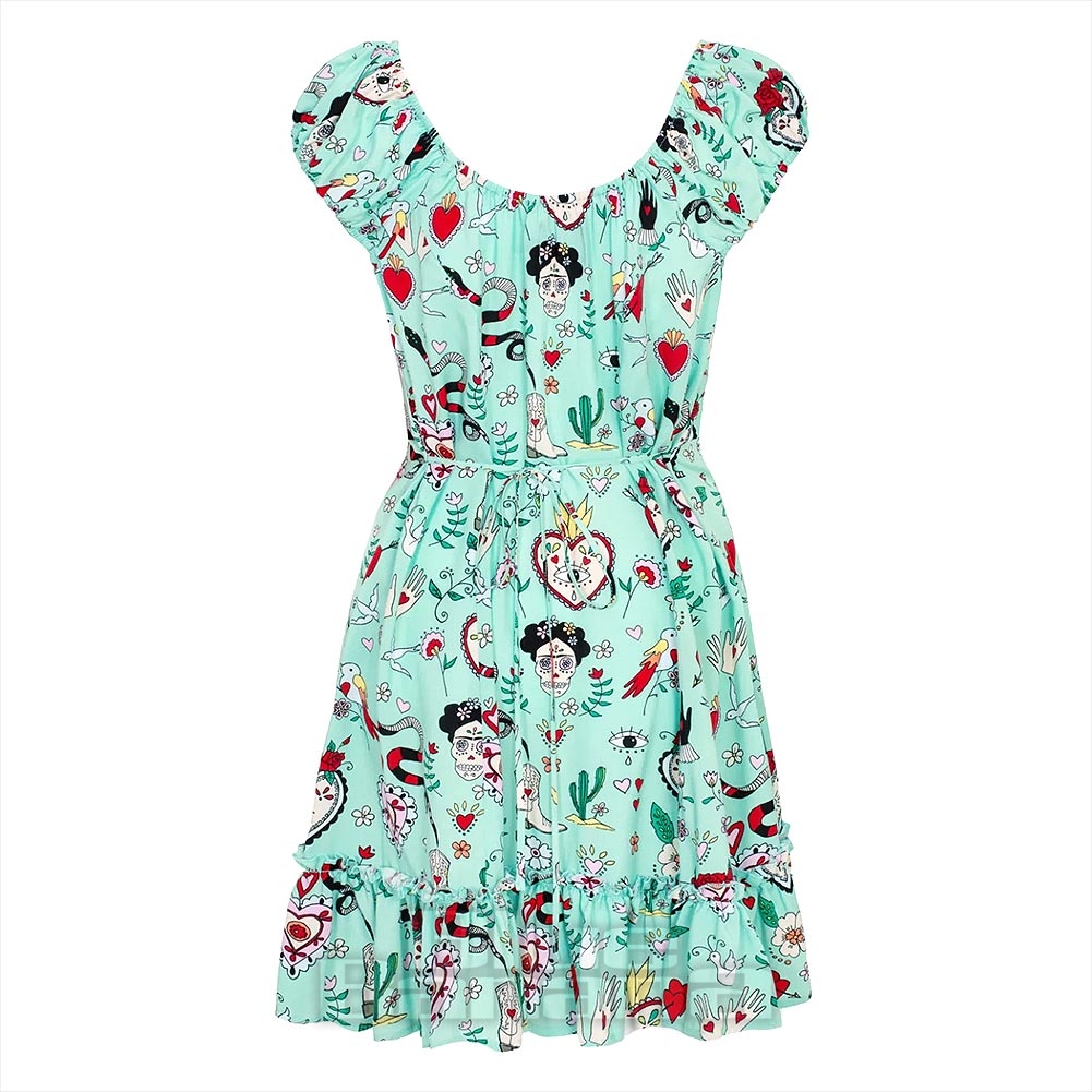 Hell Bunny Tijuana Mini Dress (Green) | Blue Banana