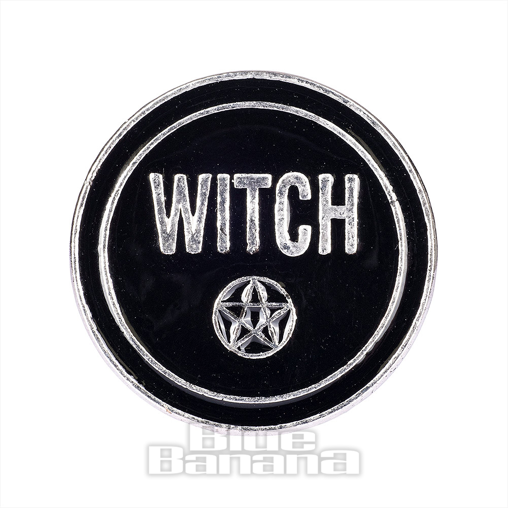 Blue Banana Witch Pin Badge (Black) | Blue Banana