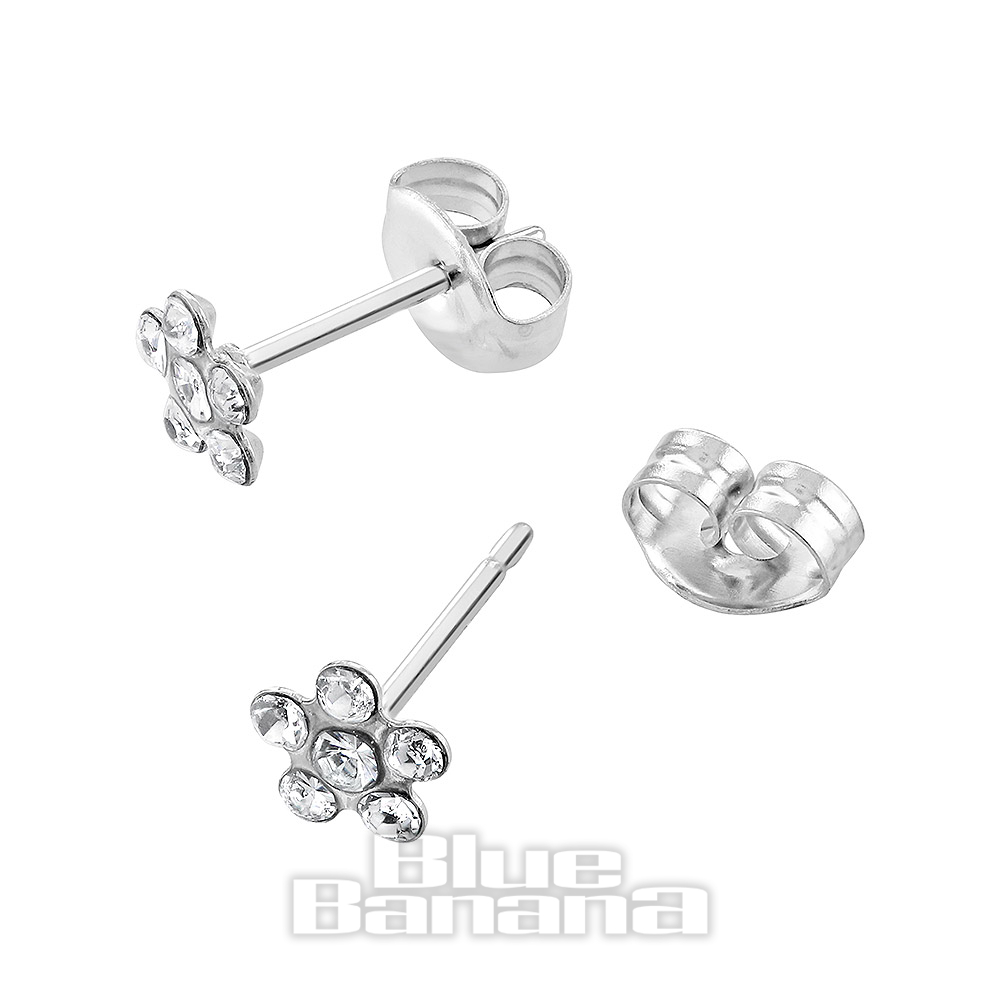 Studex Stainless Steel Crystal Daisy April Earrings | Ear Piercing Studs