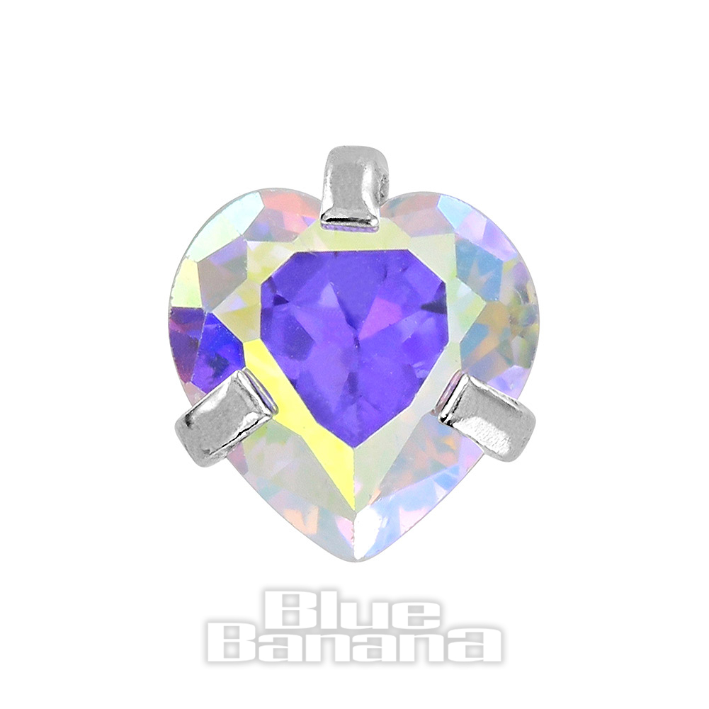 Aurora Borealis Heart Gem Tragus Bar, Piercing Cartilage Jewellery