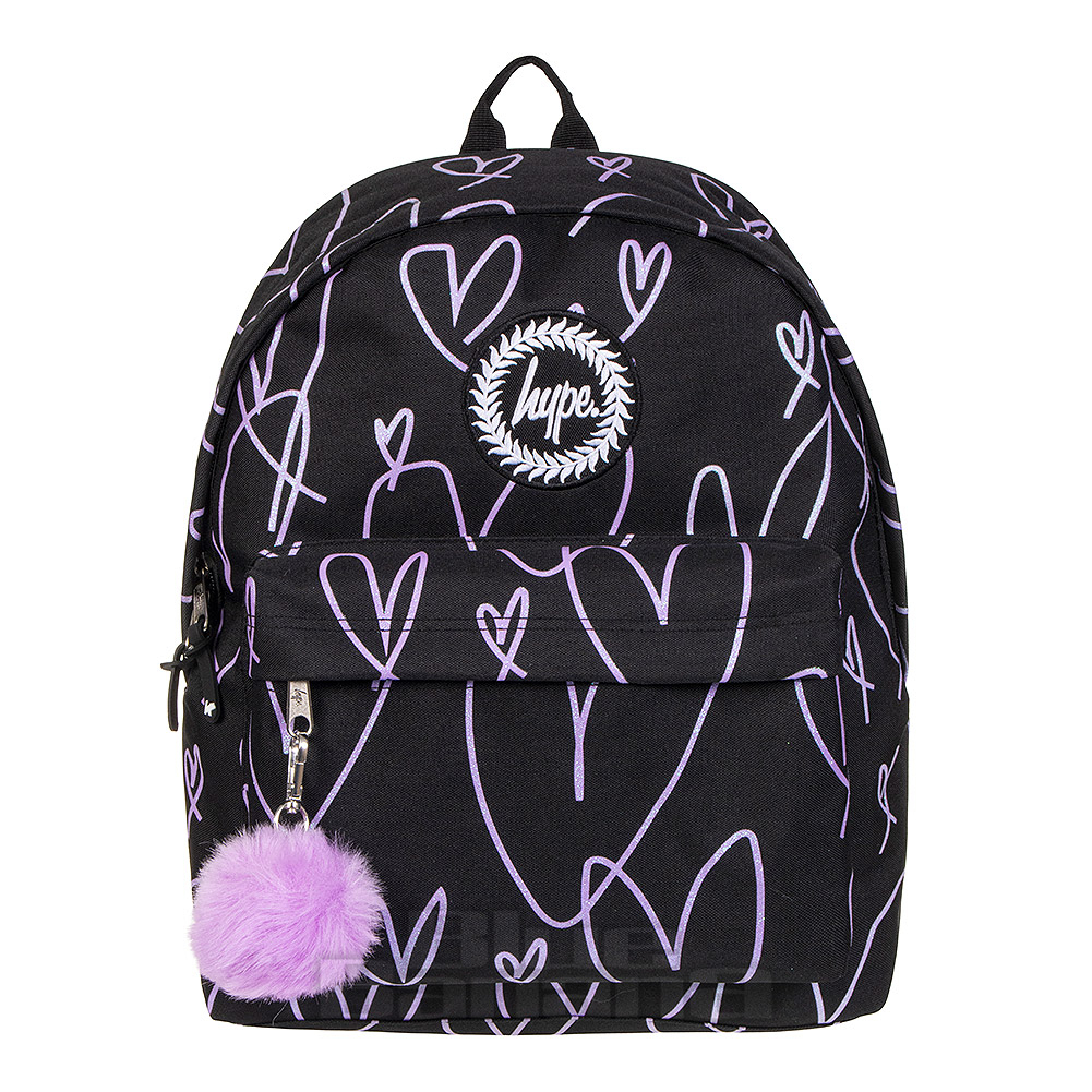 Hype Glitter Hearts Purple Backpack | School Rucksack