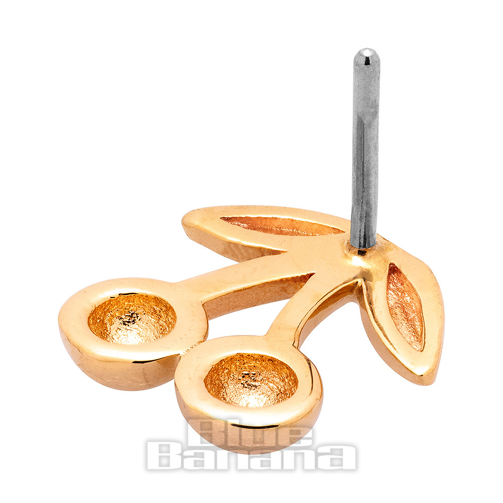 Cherry Pair 14k Gold Threadless Top | Piercing Jewellery