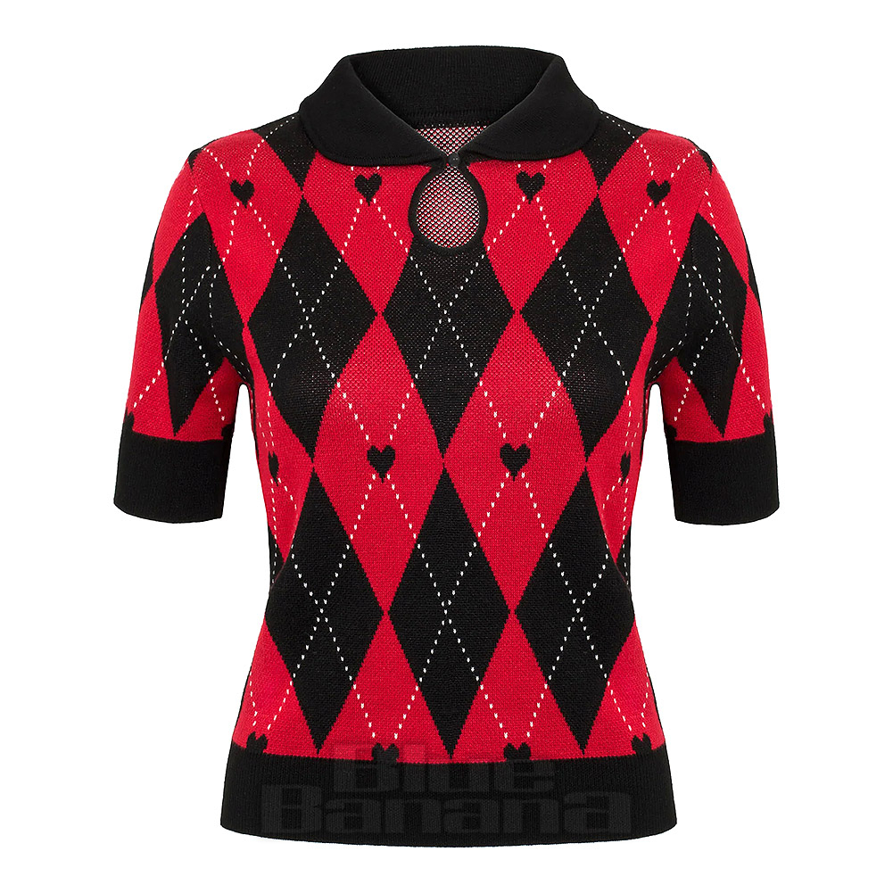 Hell Bunny Amy Black Red Top - Alternative Jumpers