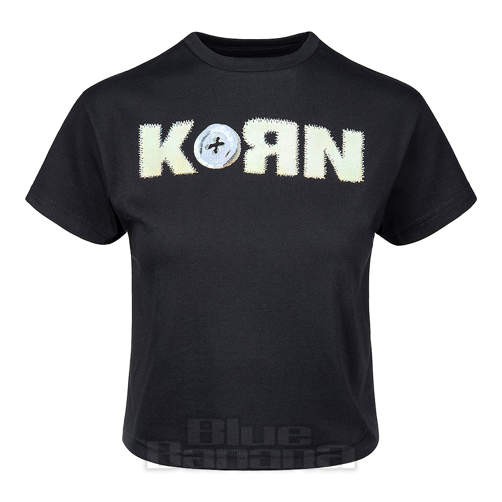 Official Korn Doll Issues Crop Top (Black) | Band Merchandise Blue Banana