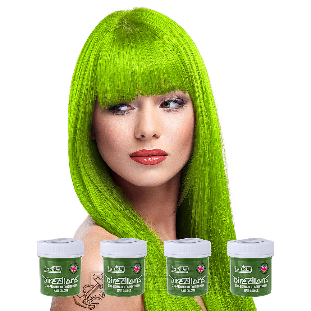 La Riche Directions Fluorescent Green 4 Pack | Semi Permanent Neon Hair Dye