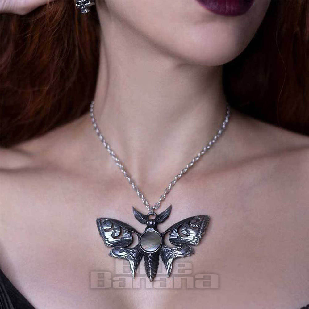 Alchemy Gothic Luna Moth Necklace (Silver) | Blue Banana