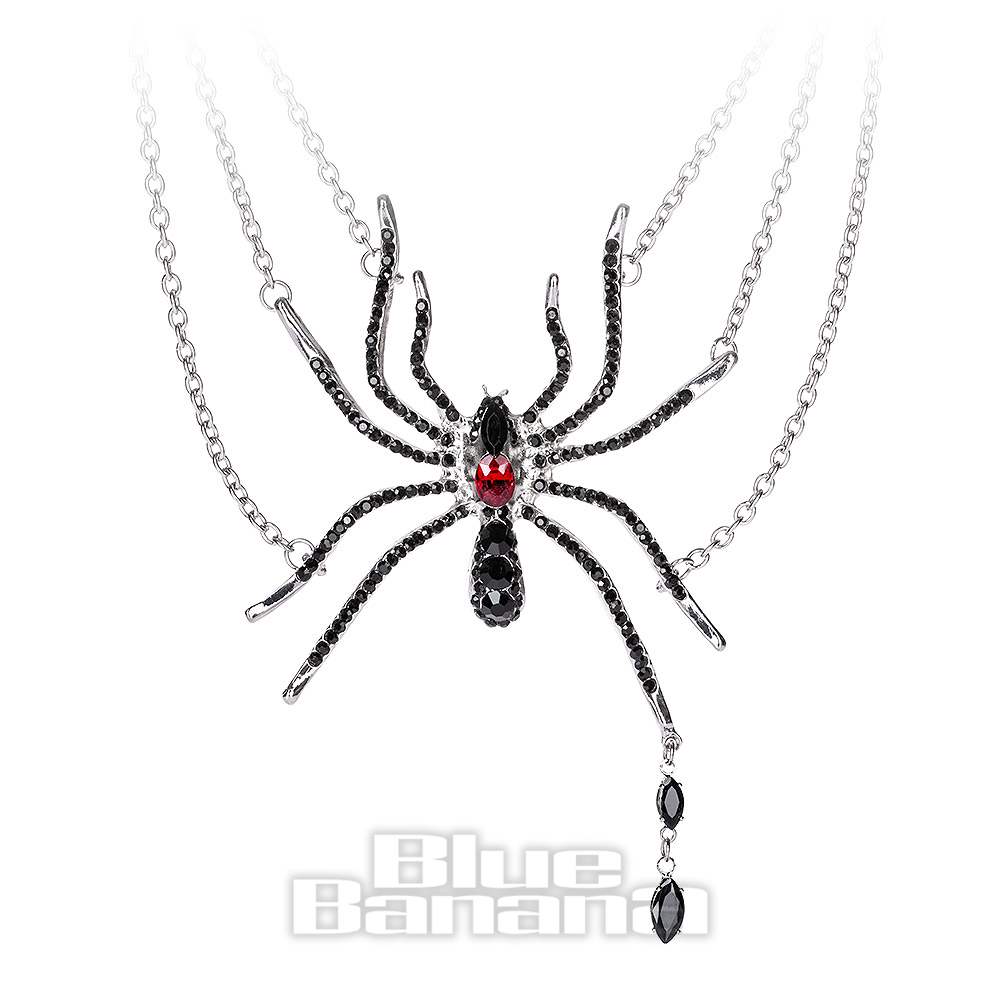 Blue Banana Giant Spider Chain Necklace (Silver) | Gothic Jewellery