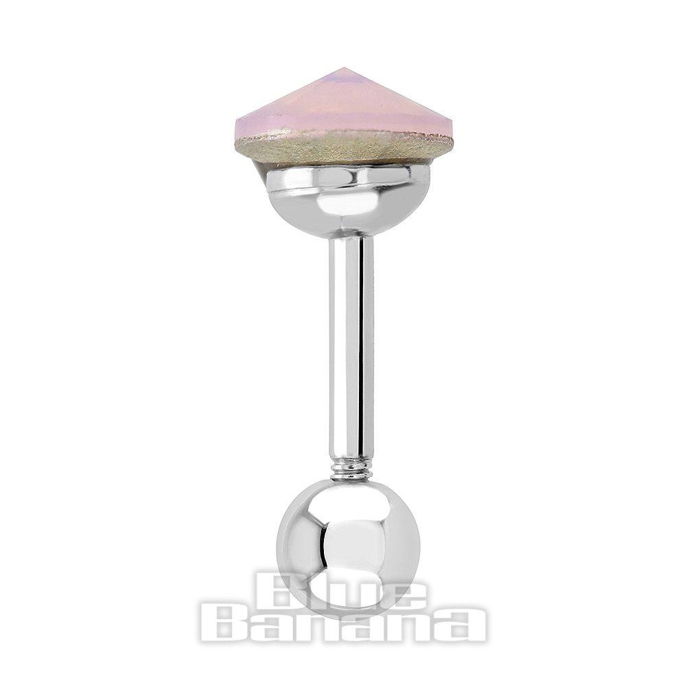 Blue Banana Surgical Steel 1.2mm Pink Opal Crystal Tragus Bar