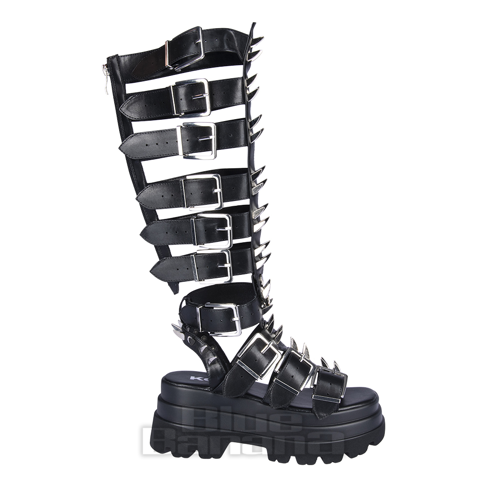 Koi Mage Resistor High Spiked Black Sandals | Gothic Sandals