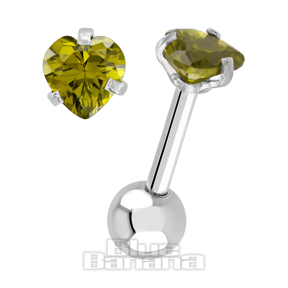 Amber Gem Gem Tragus Bar, Cartilage Piercing Jewellery