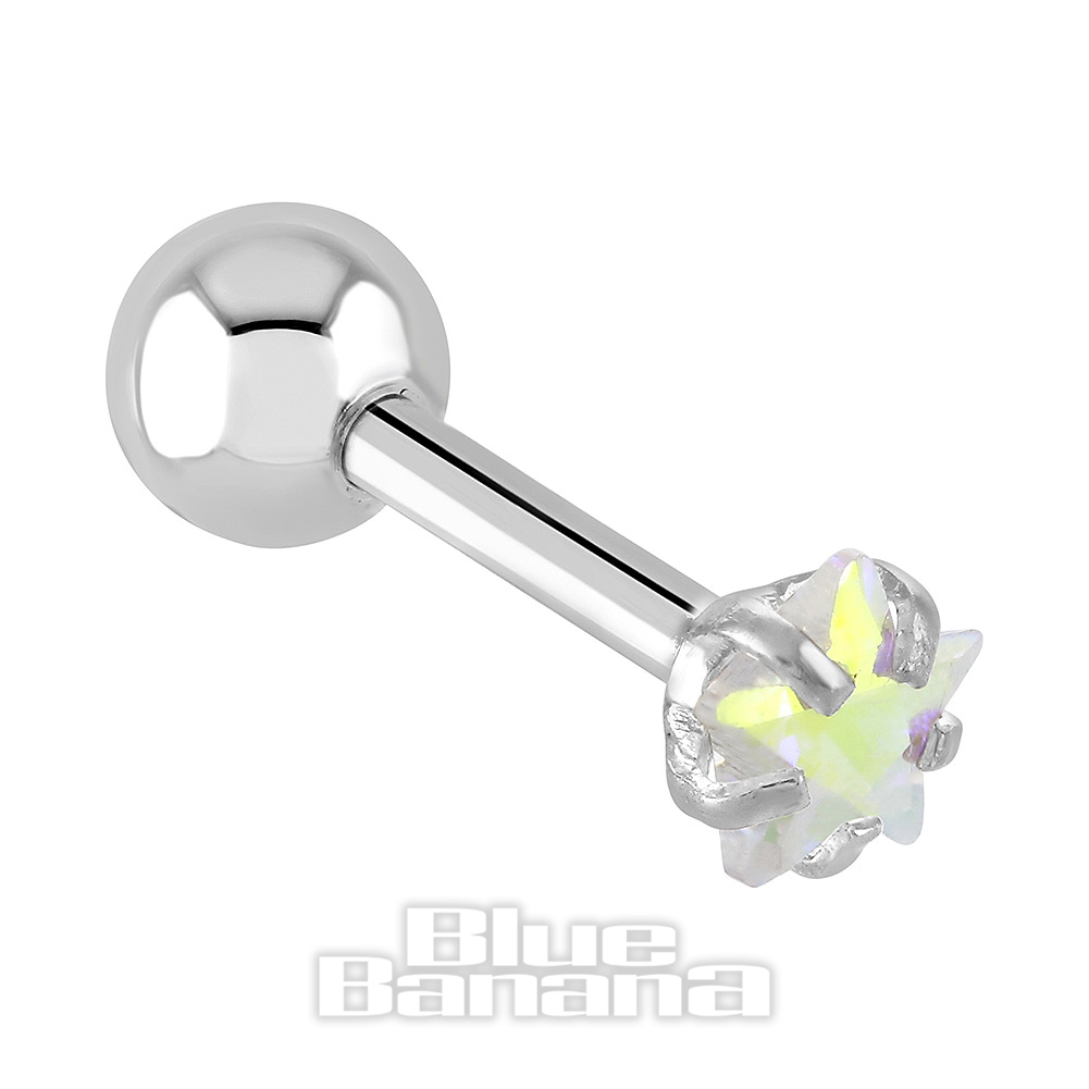 Surgical Steel Aurora Borealis Multi Star Tragus Bar, Piercing Jewellery