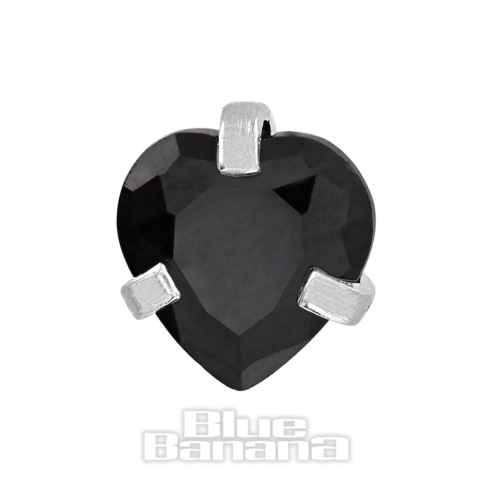 Surgical Steel Black Heart Jewel Tragus Bar, Barbell Piercing Jewellery