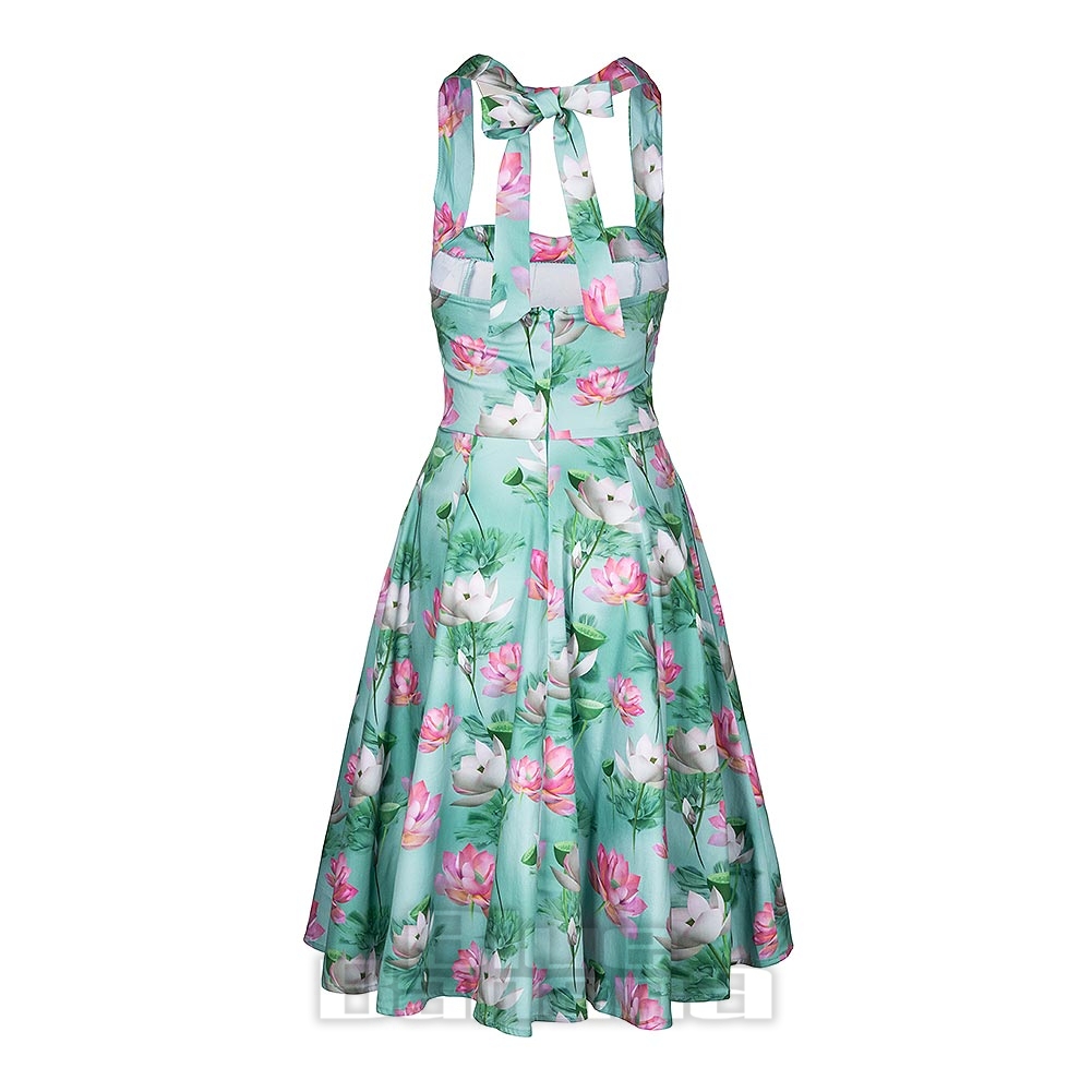 Bleeding Heart Lotus Swing Dress (Green) | Blue Banana