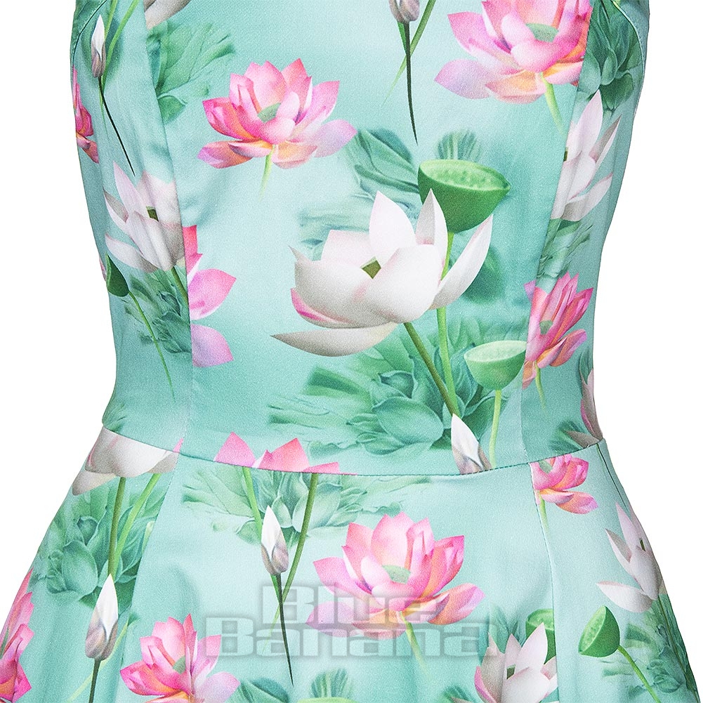 Bleeding Heart Lotus Swing Dress (Green) | Blue Banana