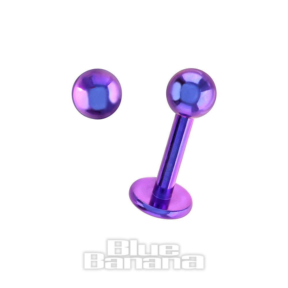 Blue Banana Purple Coloured Titanium 1.2mm Labret, Body Jewellery UK